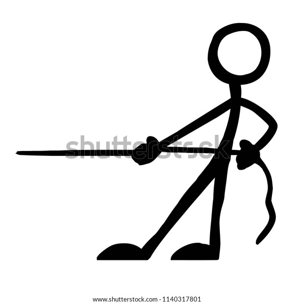Stick Figure Pulling Rope Straight: stockvector (rechtenvrij ...