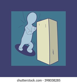Stick Figure Pushing Box Stock Vector (Royalty Free) 398038369 ...