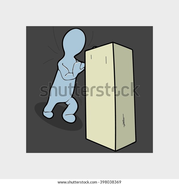 Stick Figure Pushing Box Stock Vector (Royalty Free) 398038369 ...