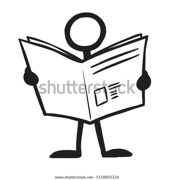 Stick Figure Reading Newspaper: vector de stock (libre de regalías ...