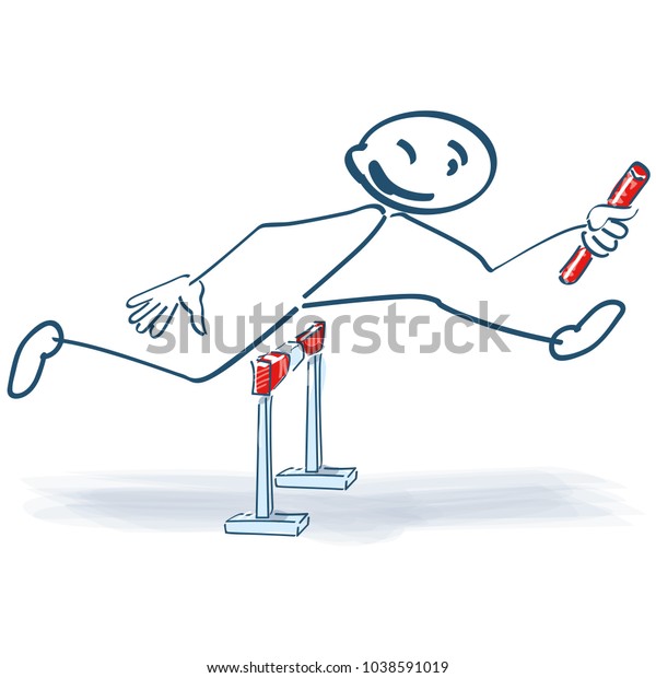 Stick Figure Relay Runners Jumping Over Stock Vector (Royalty Free ...