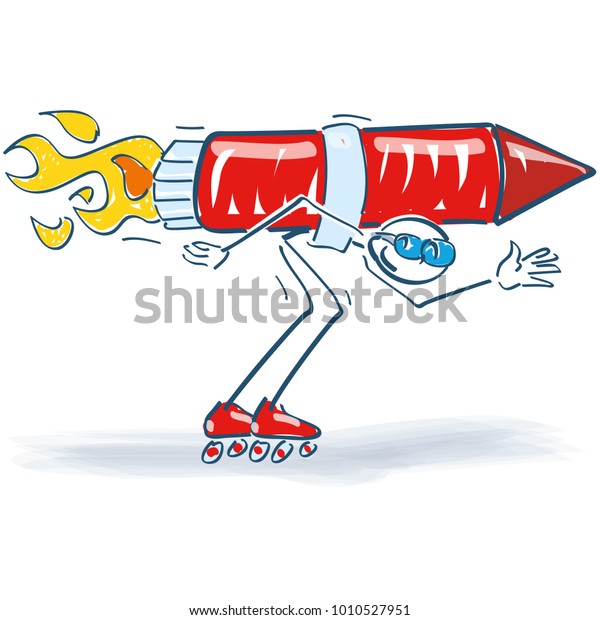 Stick Figure Rocket Roller Skates Stock Vector (Royalty Free ...