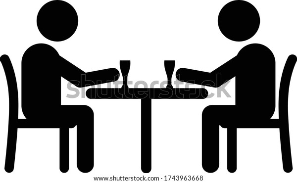 Stick Figure Set Eating Drinking Meeting Stock Vector (Royalty Free ...