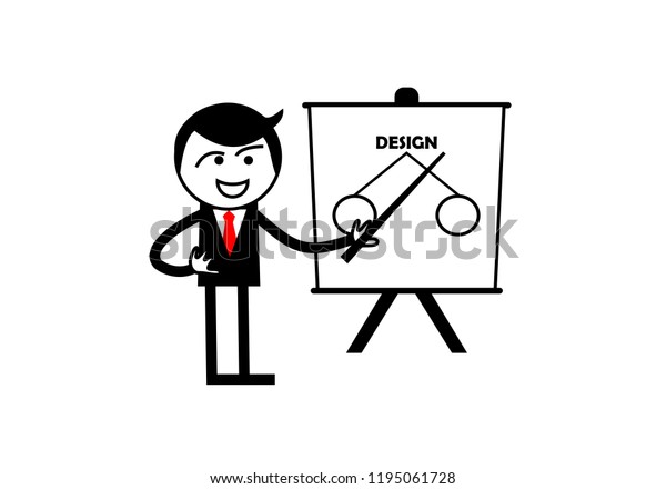Stick Figure Stickman Presentation Logo 스톡 벡터(로열티 프리) 1195061728
