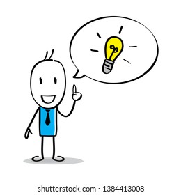 Have Idea Lightbulb Stick Figure Stickman Stock Vector (Royalty Free ...