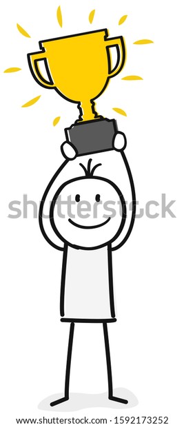 Stick Figure Winner Cup Stock Vector (Royalty Free) 1592173252 ...