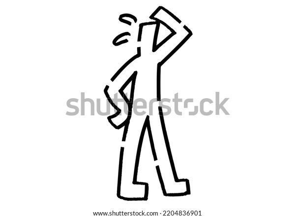 Stick Figure Wiping Sweat Off His Stock Vector (Royalty Free ...