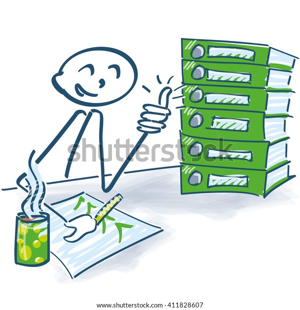 Stick Figure Work Done Office Stock Vector (Royalty Free) 411828607 ...