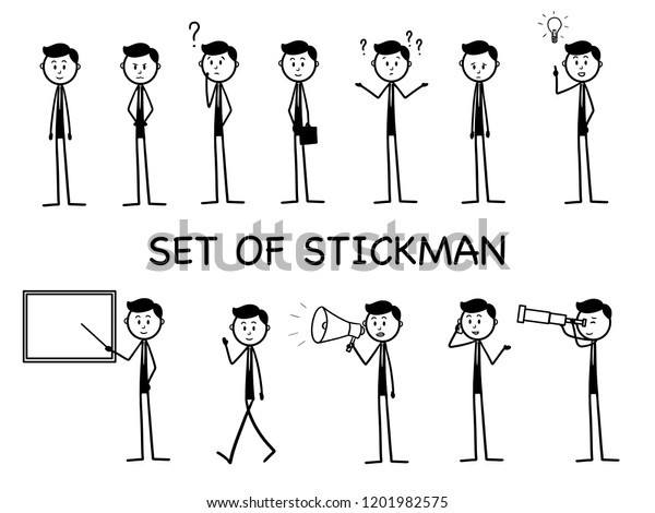 Stick figure working in office presentation,stickman happy,man walking ...