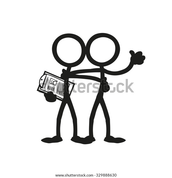 Stick figure working together team