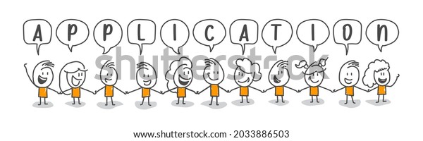 Stick Figures Application Letter People Vector Stock Vector (Royalty ...