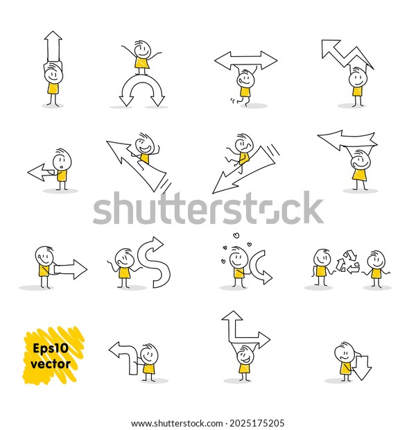 Stick Figures Arrow Isolated On White Stock Vector (Royalty Free ...