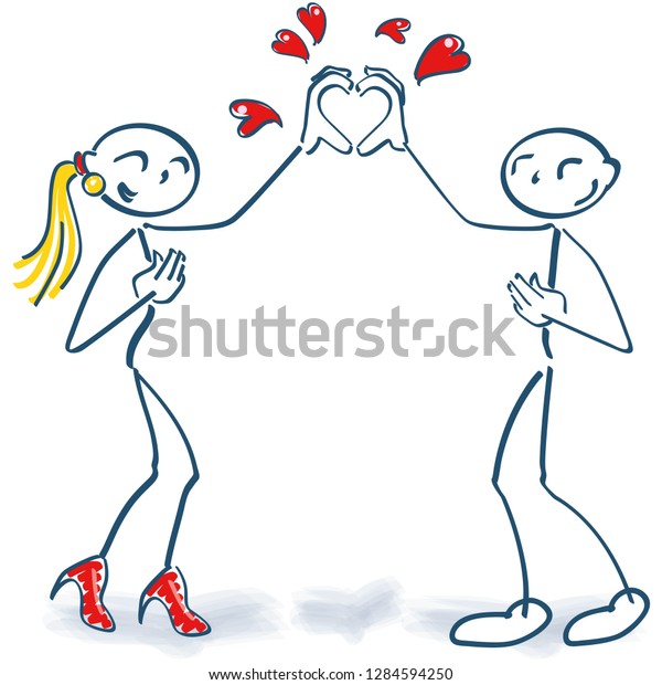 Stick Figures Building Together Form Heart Stock Vector (Royalty Free ...