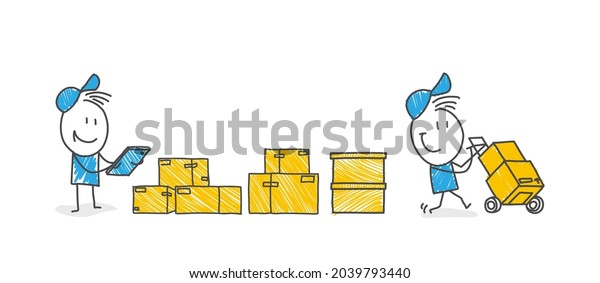 Stick Figures Cargo Reaches Destination Quickly Stock Vector (Royalty ...