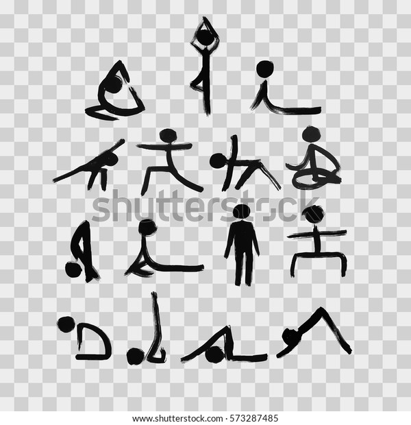 Stick Figures Different Yoga Poses Created Stock Vector (Royalty Free ...