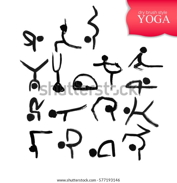 Stick Figures Different Yoga Poses Created Stock Vector (Royalty Free ...