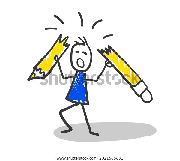 Stick Figures Stick Figure Breaking Pencil Stock Vector (Royalty Free ...