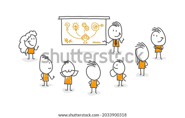 Stick Figures Lecturer Gives Training Office Stock Vector (Royalty Free ...