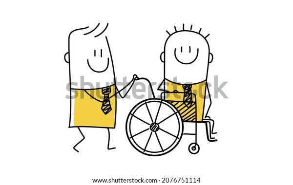 Stick Figures Man Carries Disabled Person Stock Vector (Royalty Free ...