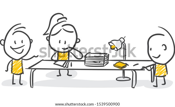 Stick Figures Office Table Vectors Stock Vector (Royalty Free ...