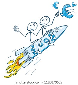 Stick Figures On Rocket Flying Percentages Stock Vector (Royalty Free ...