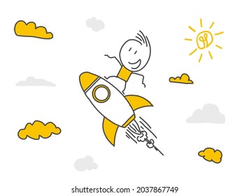 Stick Figures Reaching Top Rocket Speed Stock Vector (Royalty Free ...