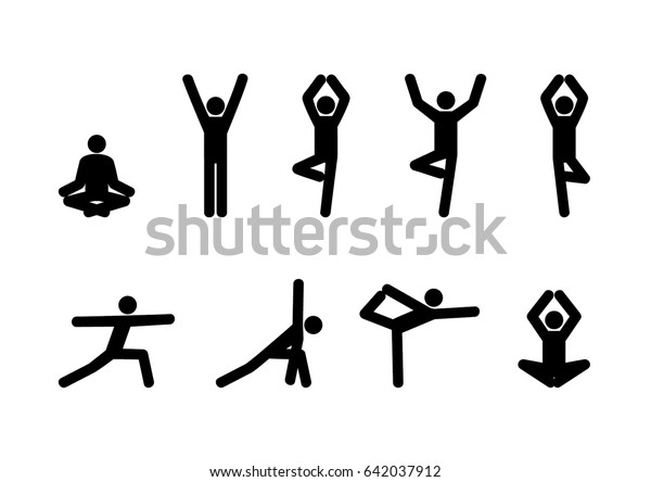 Stick figures set in yoga pose. Vector icons. Stick figures set in yoga pose. Vector icons.