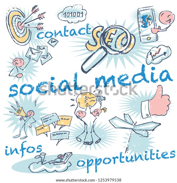 Stick Figures Social Media Stock Vector (Royalty Free) 1253979538 Stick Figures Social Media Stock Vector (Royalty Free) 1253979538