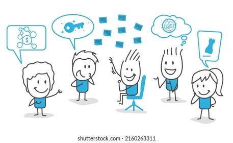 Stick Figures Startup Diversity Teamwork Brainstorm Stock Vector ...