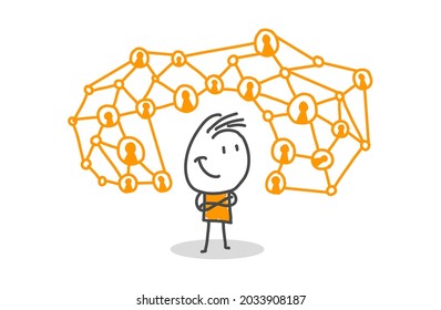 Stick Figures Team Leader Network Background Stock Vector (Royalty Free ...