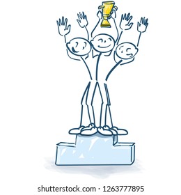 Stick Figures Winners Trophy On Podium Stock Vector (Royalty Free ...