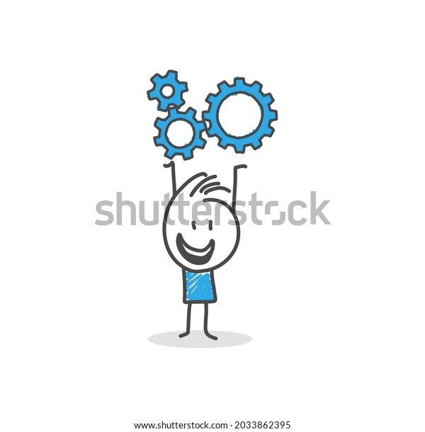 Stick Figures Working Person Holding 3 Stock Vector (Royalty Free ...