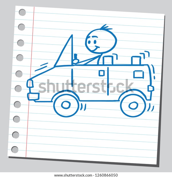 Stick Man Driving Car Stock Vector (Royalty Free) 1260866050 | Shutterstock