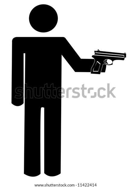 Stick Man Figure Armed Hand Gun Stock Vector (Royalty Free) 11422414