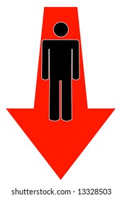 Stick Man Figure Arrow Pointing Down Stock Vector (Royalty Free) 13328503