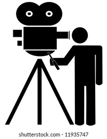 Stick Man Figure Standing Behind Movie Stock Vector (Royalty Free ...