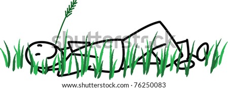 Stick Man Laying Grass On White Stock Vector (Royalty Free) 76250083 ...