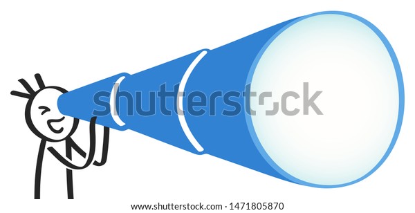 Stick Man Looking Through Giant Blue Stock Vector (Royalty Free ...