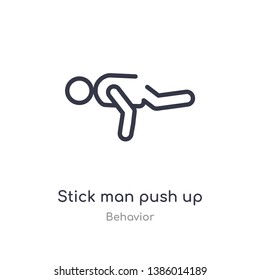 Stick Man Push Outline Icon Isolated Stock Vector (Royalty Free ...