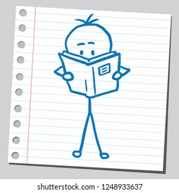 Stick Man Reading Book Stock Vector (Royalty Free) 1248933637 ...