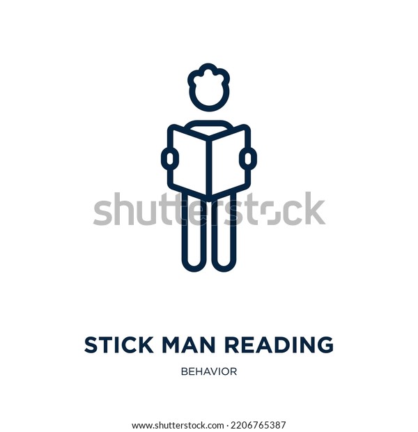 Stick Man Reading Icon Behavior Collection Stock Vector (Royalty Free ...