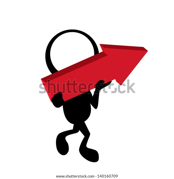 Stick Man Red Arrow Walking Right Stock Vector (Royalty Free) 140160709 ...