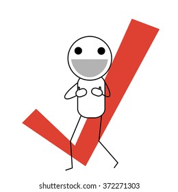 Stick Man Red Check Mark Thumb Stock Vector (Royalty Free) 372271303