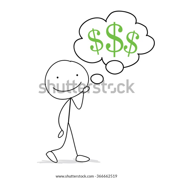 Stick Man Thinking Money Thinking Bubble Stock Vector (Royalty Free ...