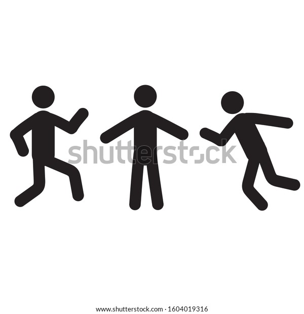 Stick Man Walking Standing Running Isolated Stock Vector (Royalty Free ...