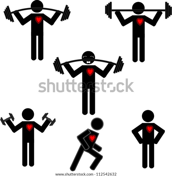 Stick Man Workout Heart Stock Vector (Royalty Free) 112542632