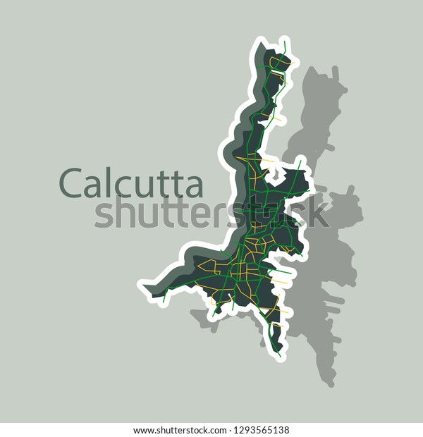 Sticker Calcutta Map City Borders Districts Stock Vector (Royalty Free ...