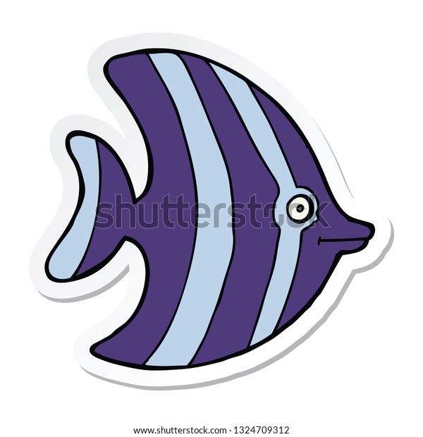 Sticker Cartoon Angel Fish Stock Vector (Royalty Free) 1324709312 ...