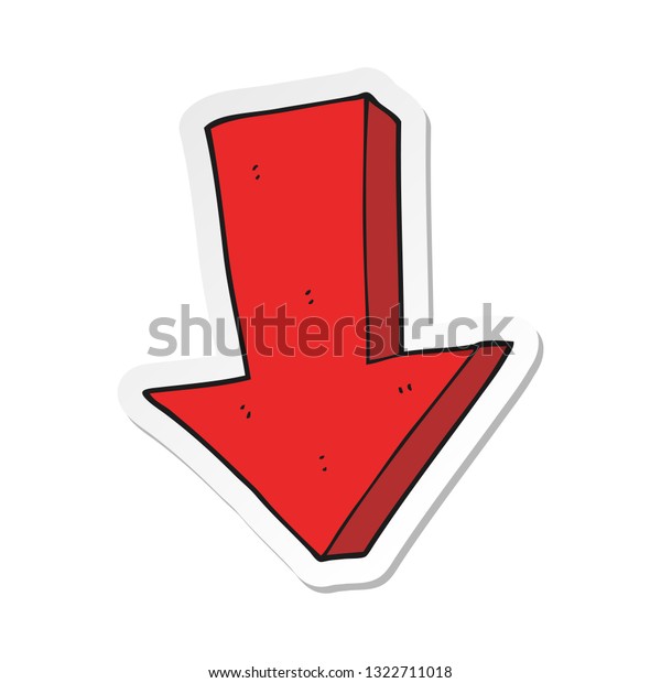 Sticker Cartoon Arrow Pointing Down Stock Vector (Royalty Free) 1322711018