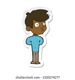 Sticker Cartoon Boy Staring Stock Vector (Royalty Free) 1320274277 ...